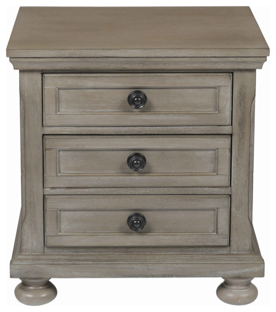 Benzara BM219474 Wood Nightstand with Metal Knobs & Natural Grain ...