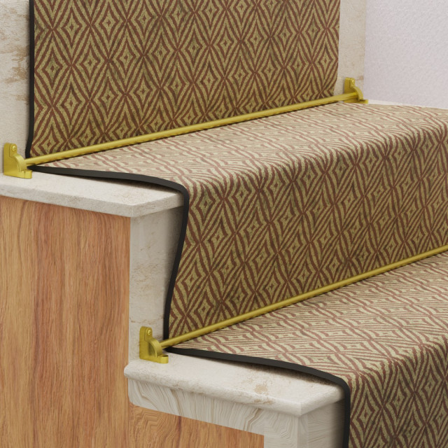 Bright Brass Stair Carpet Rod with Brackets 39 5/8 Inch, 1/2 Inch Dia ...
