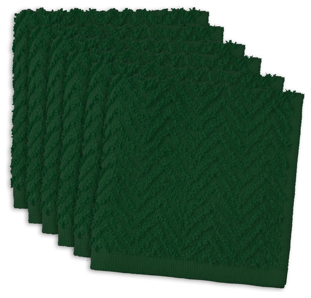 DII Zigzag Dark Green Dishcloth, Set of 6 - Contemporary - Dish Towels ...