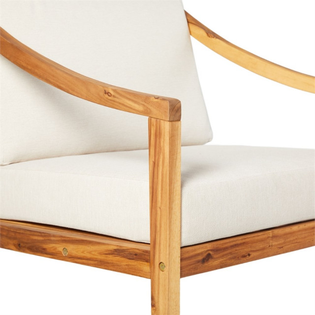 Pemberly Row Modern Solid Wood Outdoor Curved Arm Club Chair - Natural ...