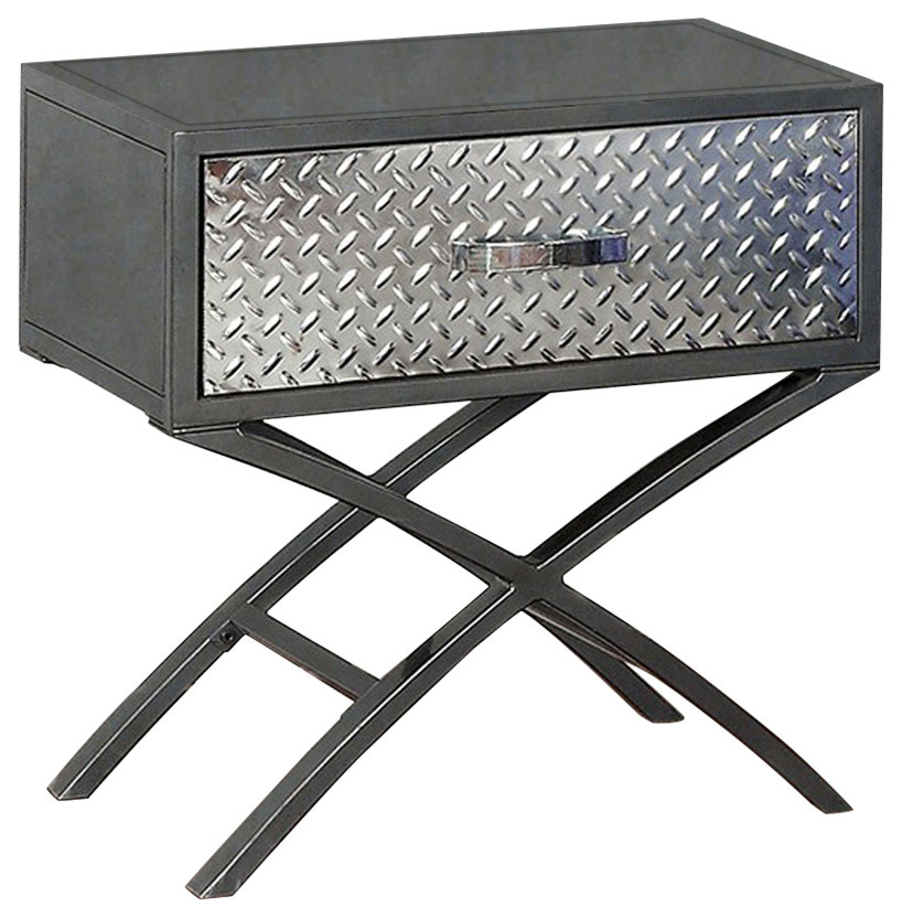 Metro Contemporary Style Nightstand, Gun Metal - Industrial ...
