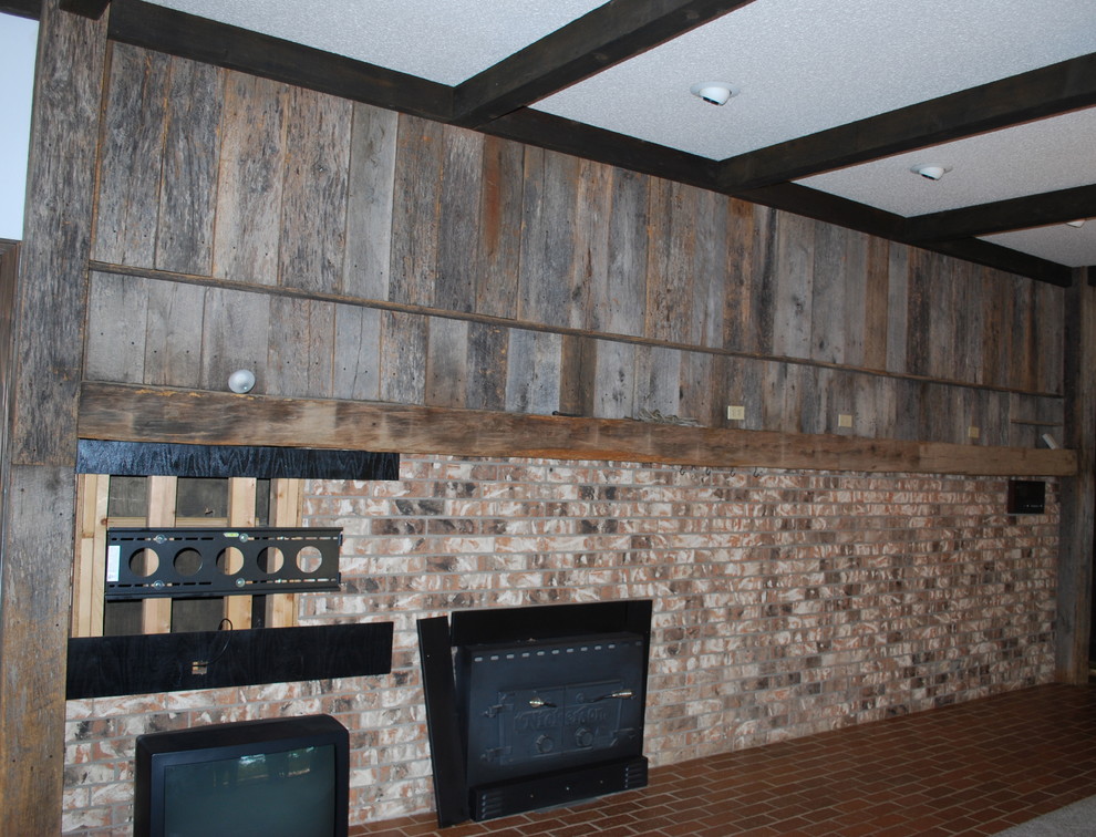 What to do with this Barn wood/Brick wall