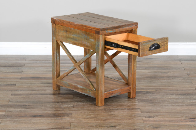 Narrow Wooden Durango Chairside Table - Transitional - Side Tables And ...