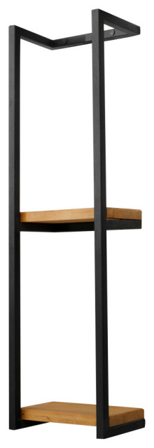 Towel Bathroom Rack, Black Metal, With Shelf 36" - Transitional - Towel ...