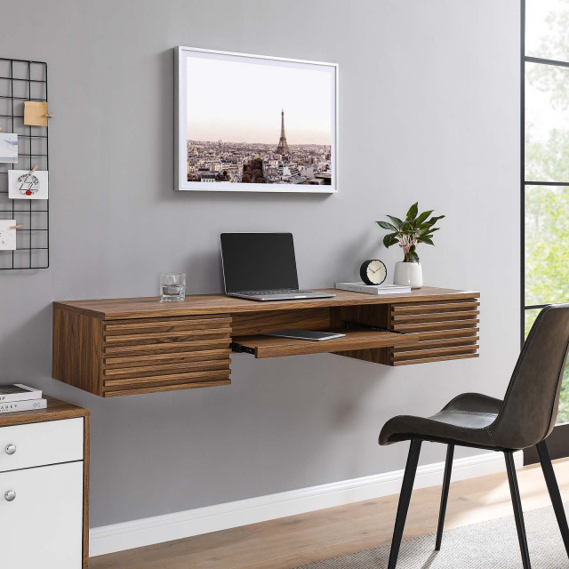 Render Wall Mount Wood Office Desk - Transitional - Desks And Hutches ...