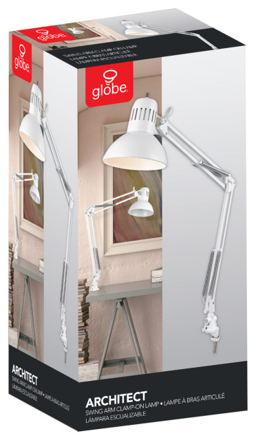 Architect 31.5" Glossy White Swing Arm Clamp-On Desk Lamp ...