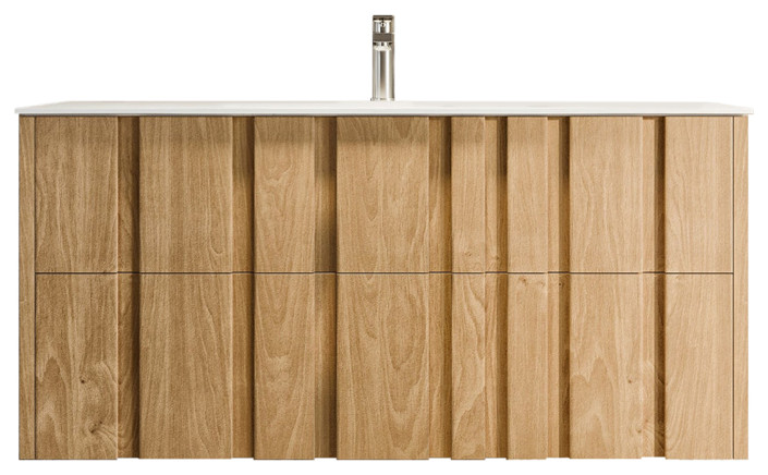 Eviva Lumber 44" Wall Mount Solid Oak Vanity - Transitional - Bathroom ...