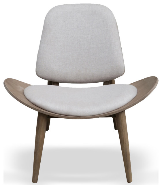 Modern Lounge Shell Wing Chair Padded Seat Dark Solid Wood Base ...