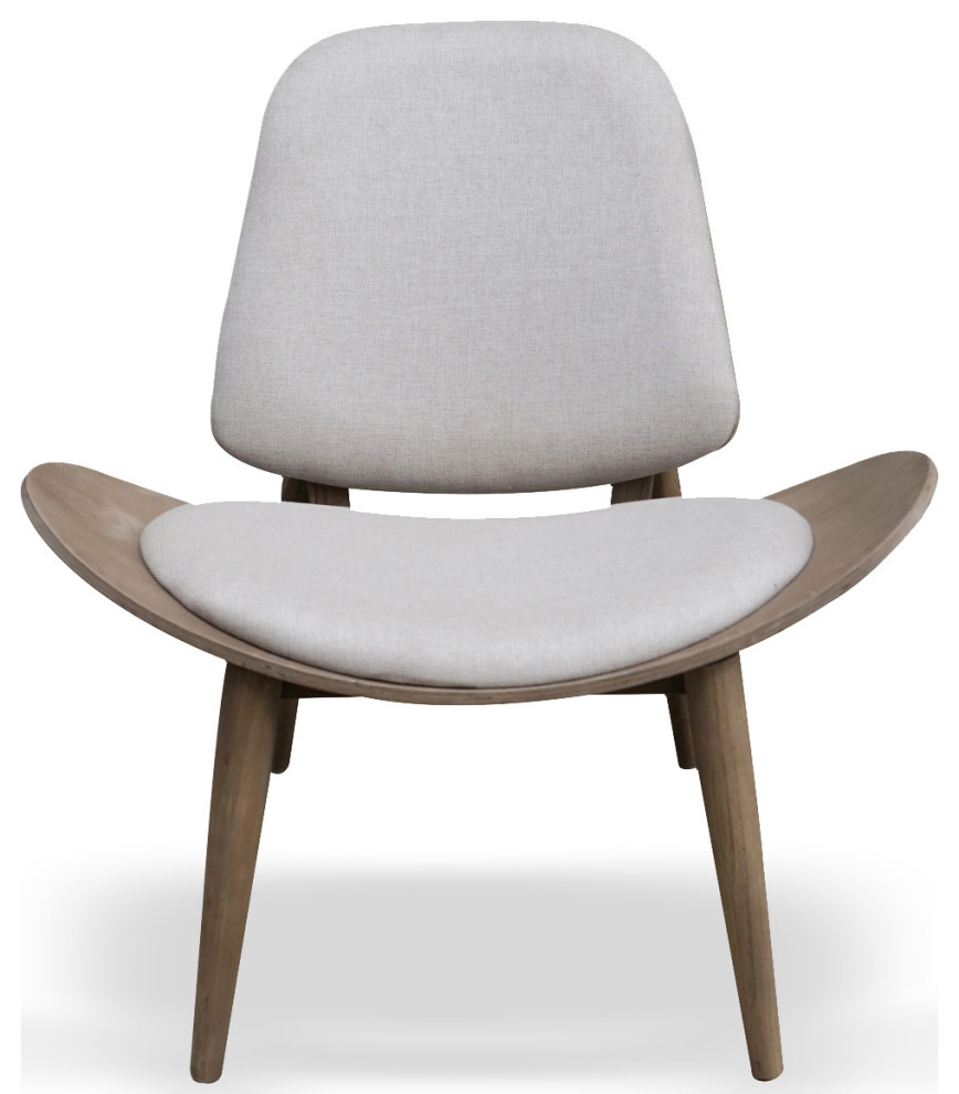 Modern Lounge Shell Wing Chair Padded Seat Dark Solid Wood Base ...