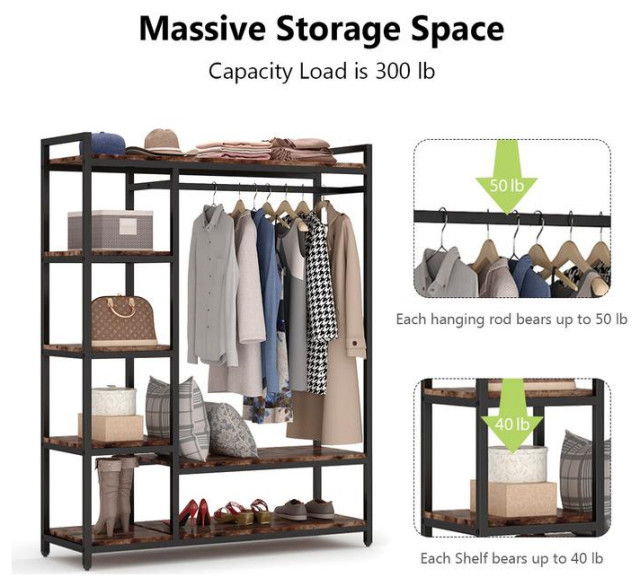Tribesigns Freestanding Garment Rack, Closet Organizer, Open Wardrobe ...