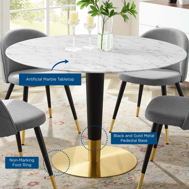 Zinque 47" Artificial Marble Dining Table - Contemporary - Dining ...