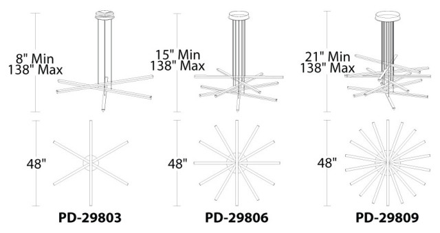 WAC Lighting PD-29806 Stack 6 Light 48"W Integrated LED - Modern ...