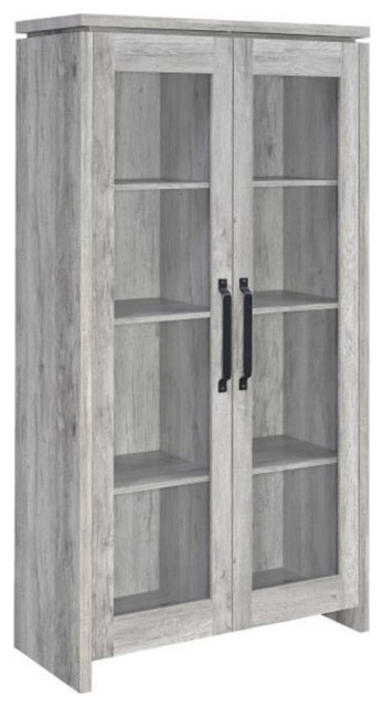 Bowery Hill Traditional 2 Door Wood Curio Cabinet in Grey - Farmhouse ...