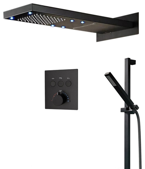 Wall Mount Waterfall Rainfall Shower System With Handheld Shower ...