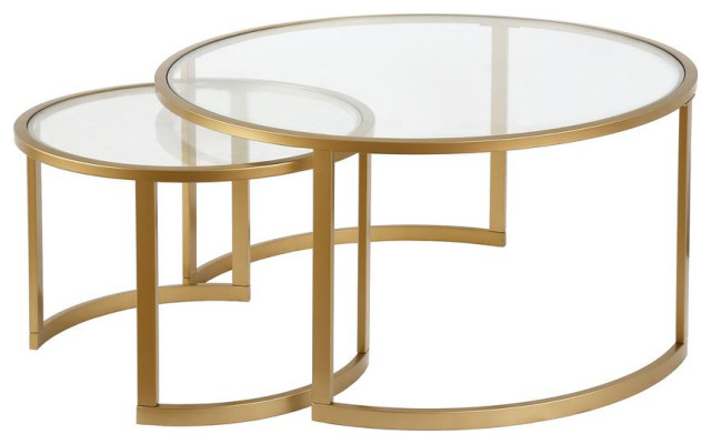 Mitera Round Nested Coffee Table in Brass - Contemporary - Coffee ...