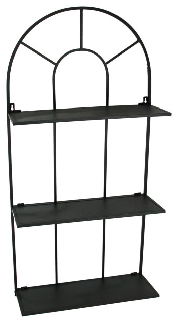 Black Metal 3 Tier Wall Hanging Shelf Decorative Arch Frame Shelving ...