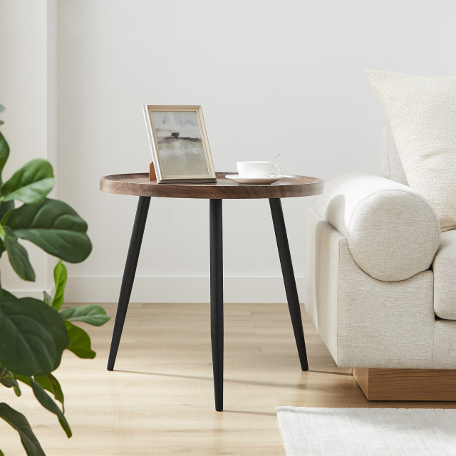 Danya B. Paxton Side Table With Modern Black Metal Taper Legs Round ...