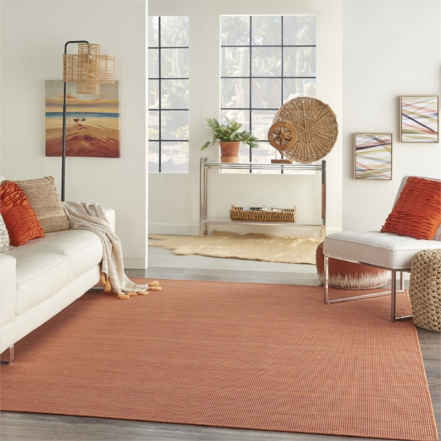 Nourison Positano 10' x 14' Terracotta Fabric Modern Area Rug ...