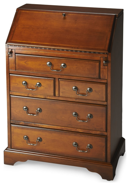 Olive Ash Burl Secretary, Belen Kox - Traditional - Desks And Hutches ...