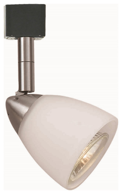 Metal Track Light With Interchangeable Round Glass Shade, Silver And ...