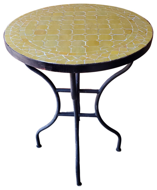 20" Honey Mustard Moroccan Mosaic Side Table, Choice Of Table Height ...