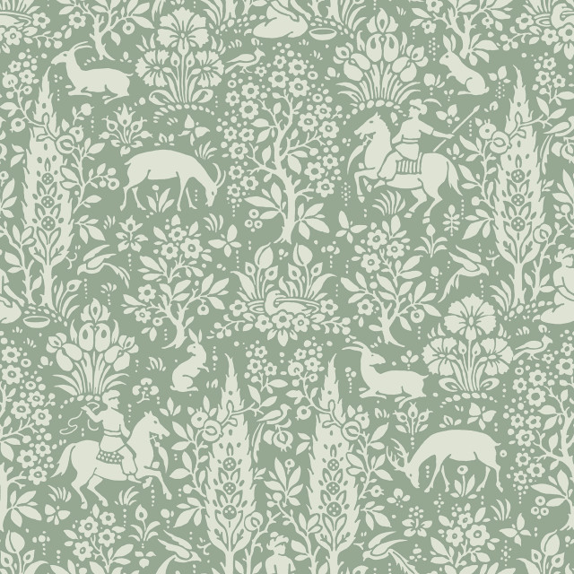 Sherwood Sage Woodland Wallpaper - Rustic - Wallpaper - by Brewster ...