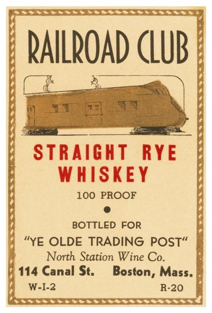 "Railroad Club Straight Rye Whiskey" Print by Vintage Booze Labels, 17 ...