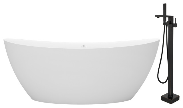 59 inch Double-headed Raised Solid Surface Soaking Tub with Standing ...