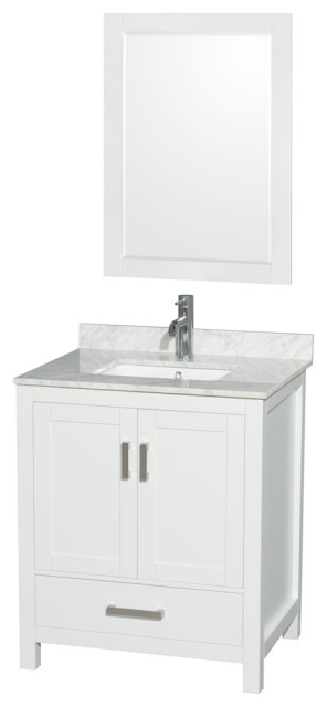 Wyndham WCS141430SWHCMUNSM24 Vanity in White with Square Sink and White ...