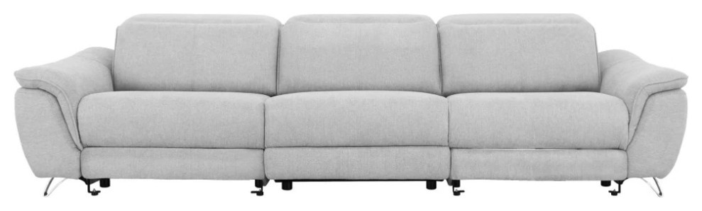 Larson Contemporary Gray Fabric Sofa With Electric Recliners - Modern ...