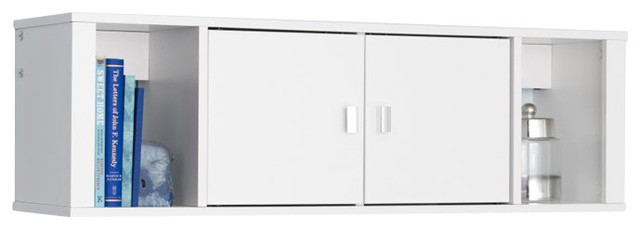 Prepac Designer Floating Hutch in Fresh White Finish - Contemporary ...
