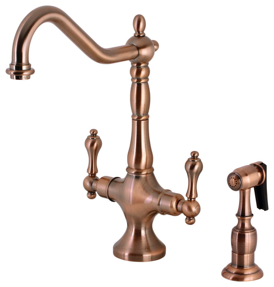 KS177ALBSAC Heritage 2-Handle Kitchen Faucet,Brass Sprayer, Antique ...