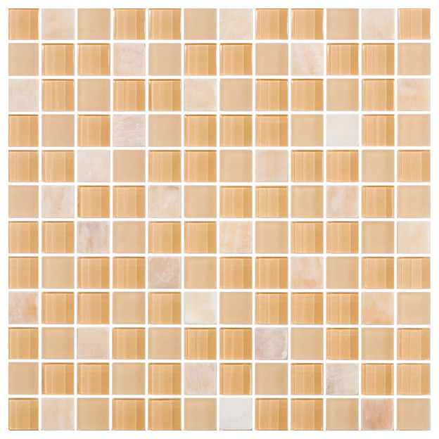 Taupe Peach Stone And Glass Tile Mix - Contemporary - Mosaic Tile - by ...