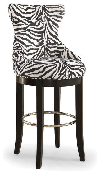 Peace and Zebra-print Patterned Fabric Bar Stool - Contemporary - Bar ...