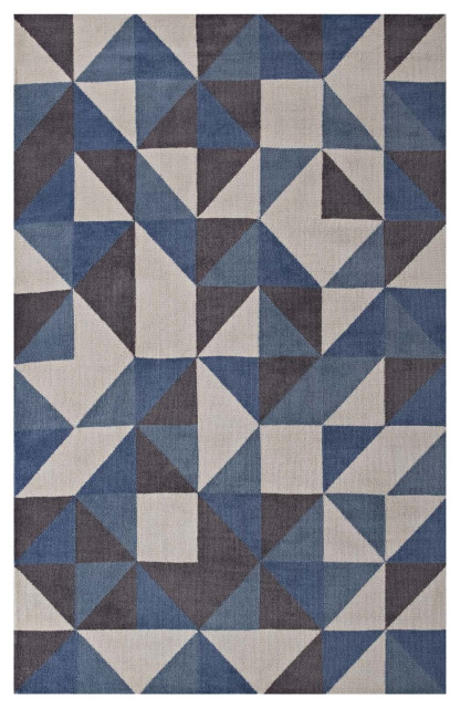 Kahula Geometric Triangle Mosaic Area Rug - Blue/White/Gray 8x10 ft ...