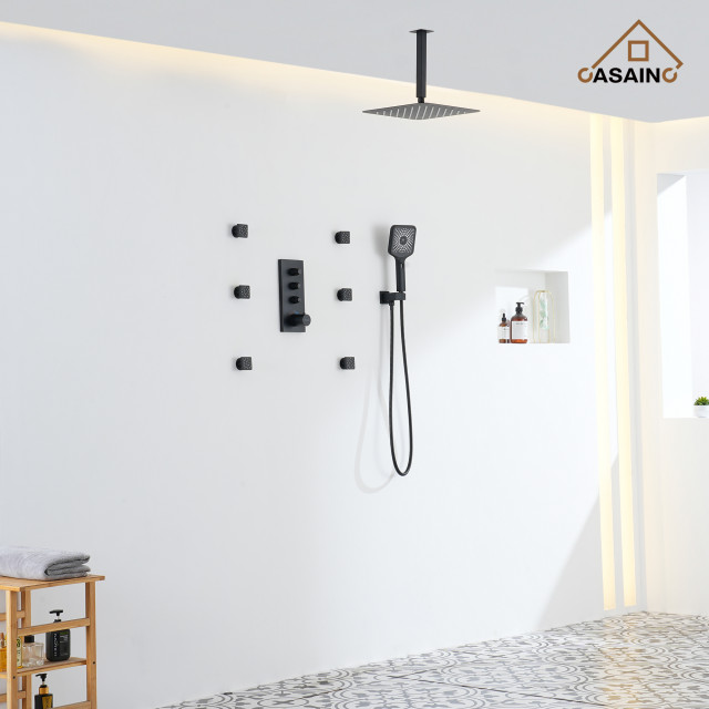 Ceiling Mounted Thermostatic Shower System - Contemporary - Showerheads ...