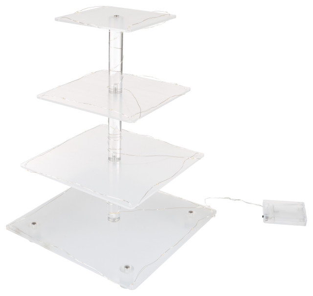 4-Tier Cupcake Stand Square Acrylic Display Stand With LED Lights ...