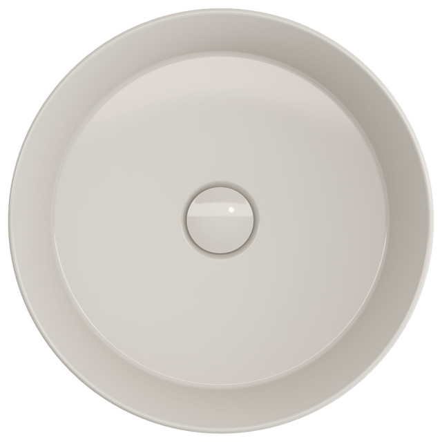 Sottile Round Vessel Fireclay 15 in. with Matching Drain Cover in ...