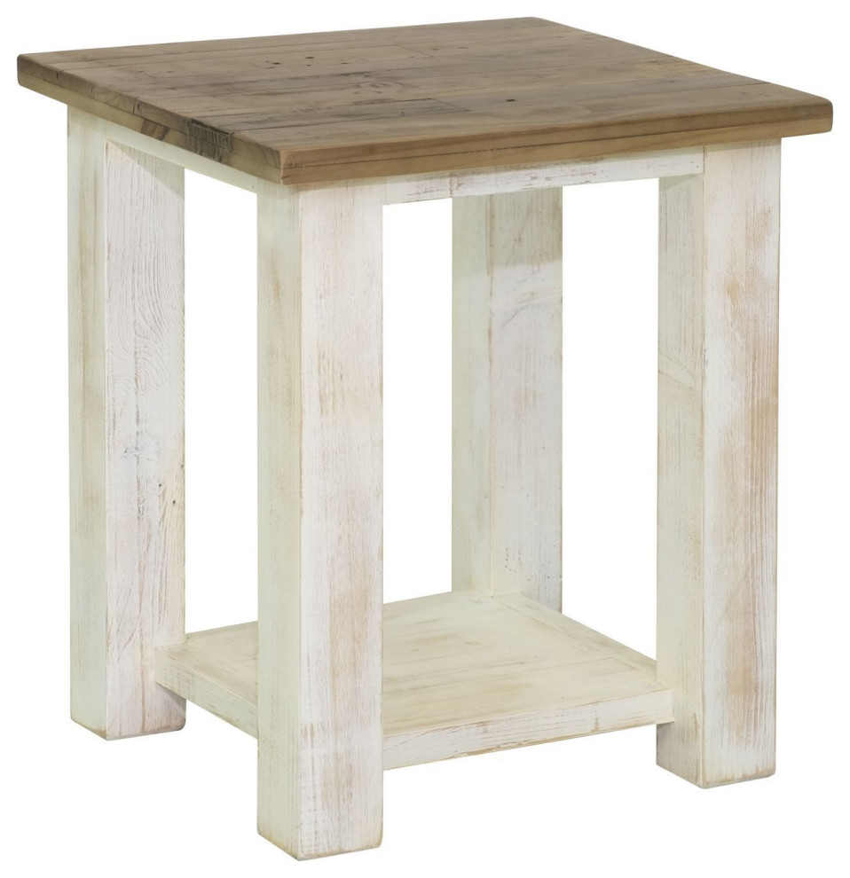 Provence Side Table, White/Brown - Farmhouse - Side Tables And End ...