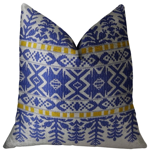 Splendid Aztec Blue and White Handmade Luxury Pillow, Double sided 12 ...