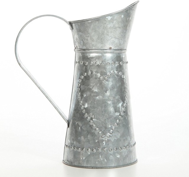 Benzara I457-AMC0003 Decorative Galvanized Metal Pitcher, Gray ...