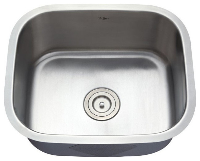 Kraus KBU11 20 inch Undermount Single Bowl Stainless Steel Kitchen Sink ...