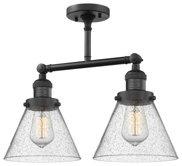 Large Cone 2-Light LED Semi-Flush Mount - Industrial - Flush-mount ...