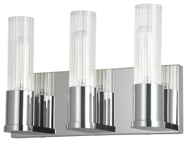 Tube 3-Light Vanity, Polished Chrome - Transitional - Bathroom Vanity ...