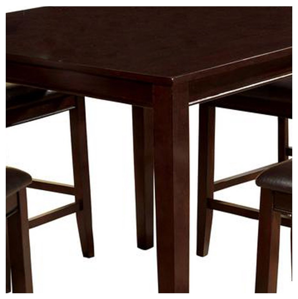 Pub Set, Square Table & 4 Chairs With Comfortable Leather Seat ...