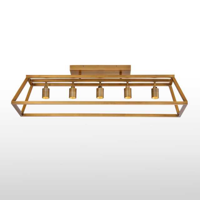 VidaLite Shura Cage, 5 Light Flush Mount, Brushed Brass, 5 - Light ...