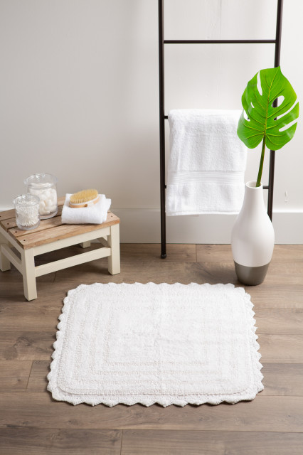 White Square Crochet Bath Mat - Farmhouse - Bath Mats - by Design ...