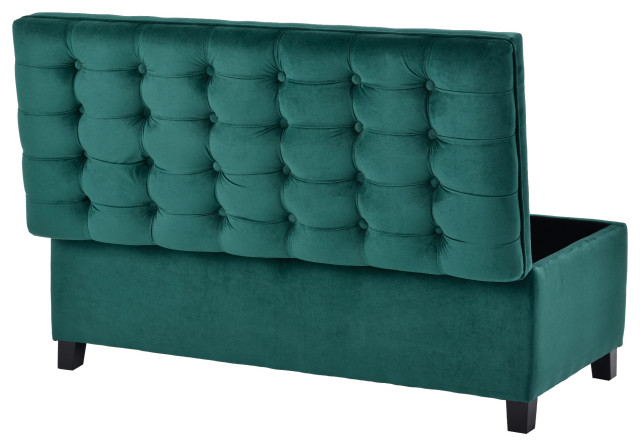 Benzara BM261448 Storage Bench With Flip Button Tufted Top and Sleek ...