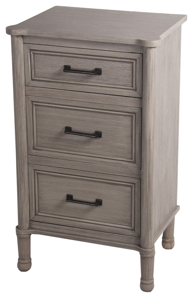 Wooden Accent Nightstand with 3 Spacious Drawers and Handles, Brown ...