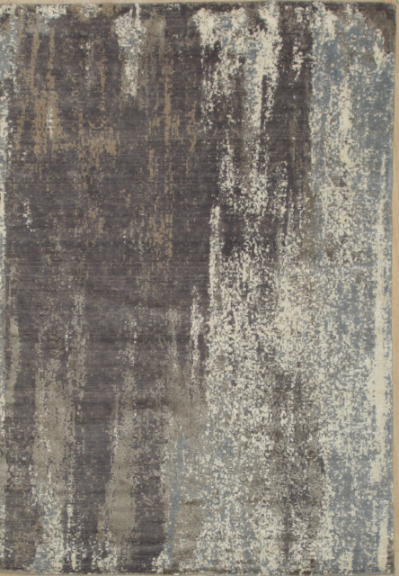 Gray Contemporary Abstract Hand Crafted Area Rug, 5'3 x 7'6 ...